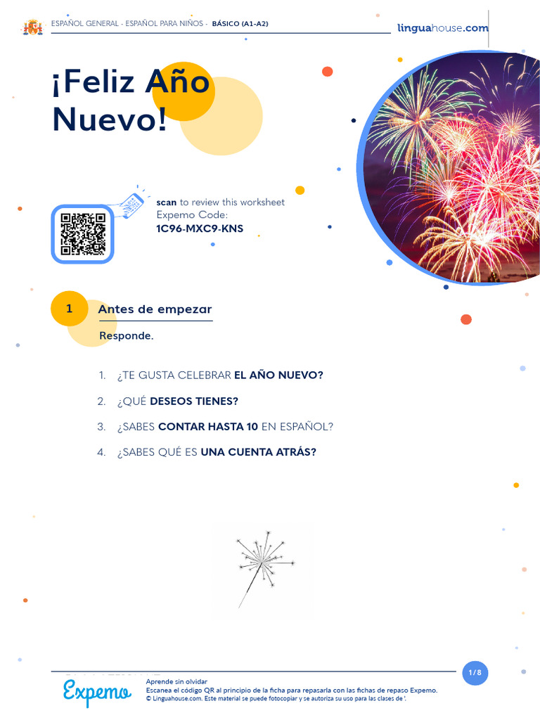 ¡Feliz Año Nuevo Castellano Spanish Student | PDF