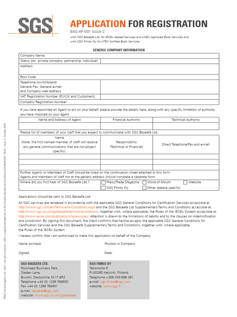 BAS-AF-001-20-12 Registration Form | PDF | Business