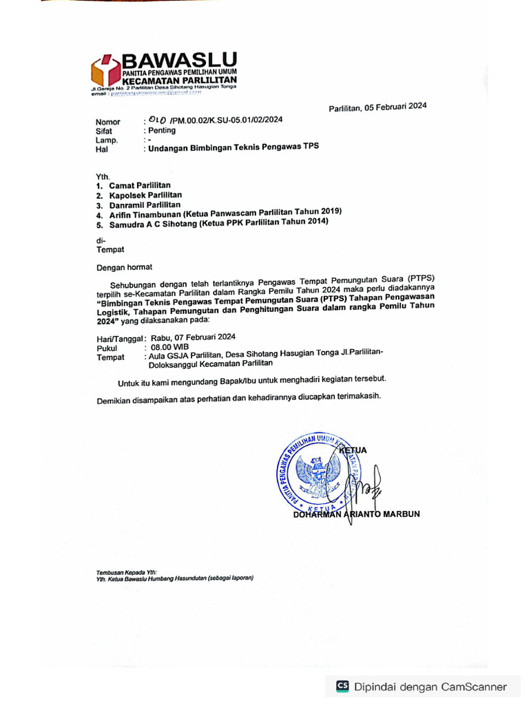 Undangan Bimtek PTPS | PDF Undangan Bimtek PTPS | PDF