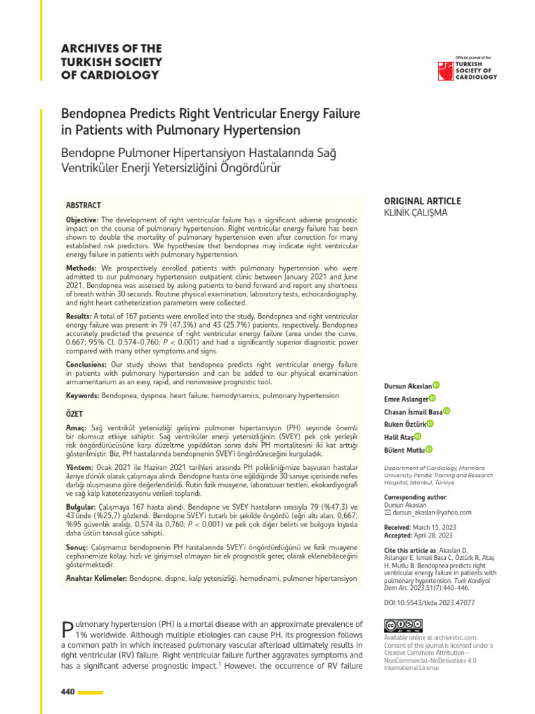 Tkda - 51 - 7 - 440 - 446 Bendopnea | PDF | Cardiology | Hypertension