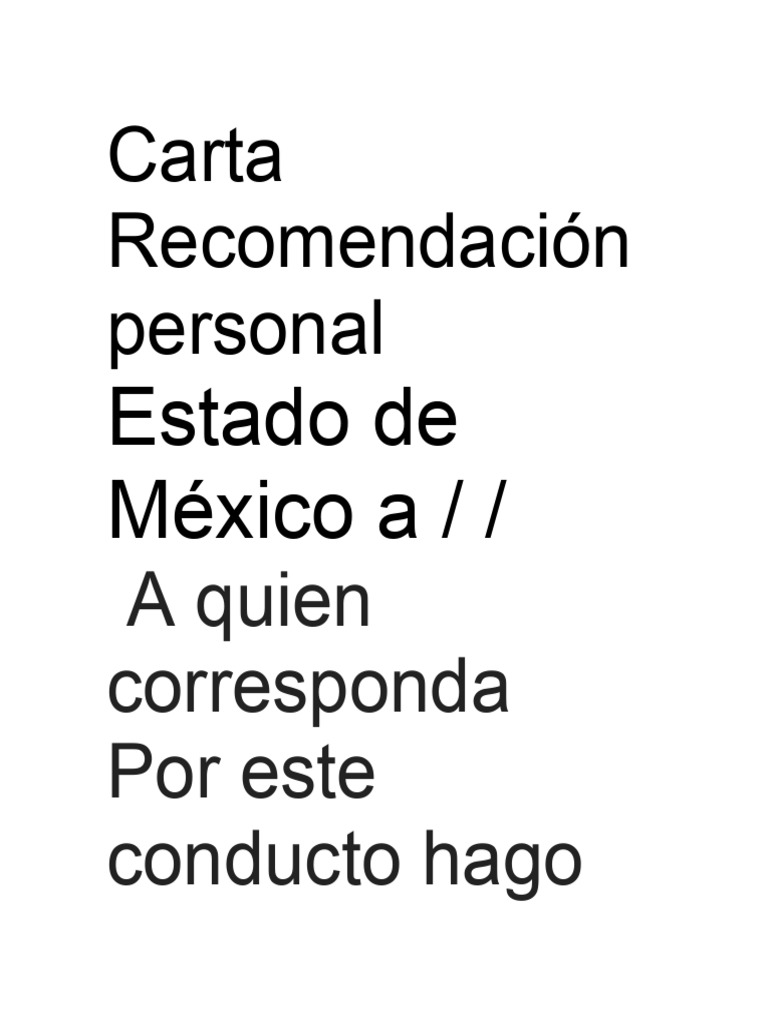 Carta de Recomendacion Personal | PDF
