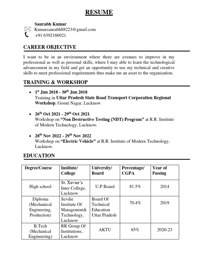 Saurabh Cv | PDF