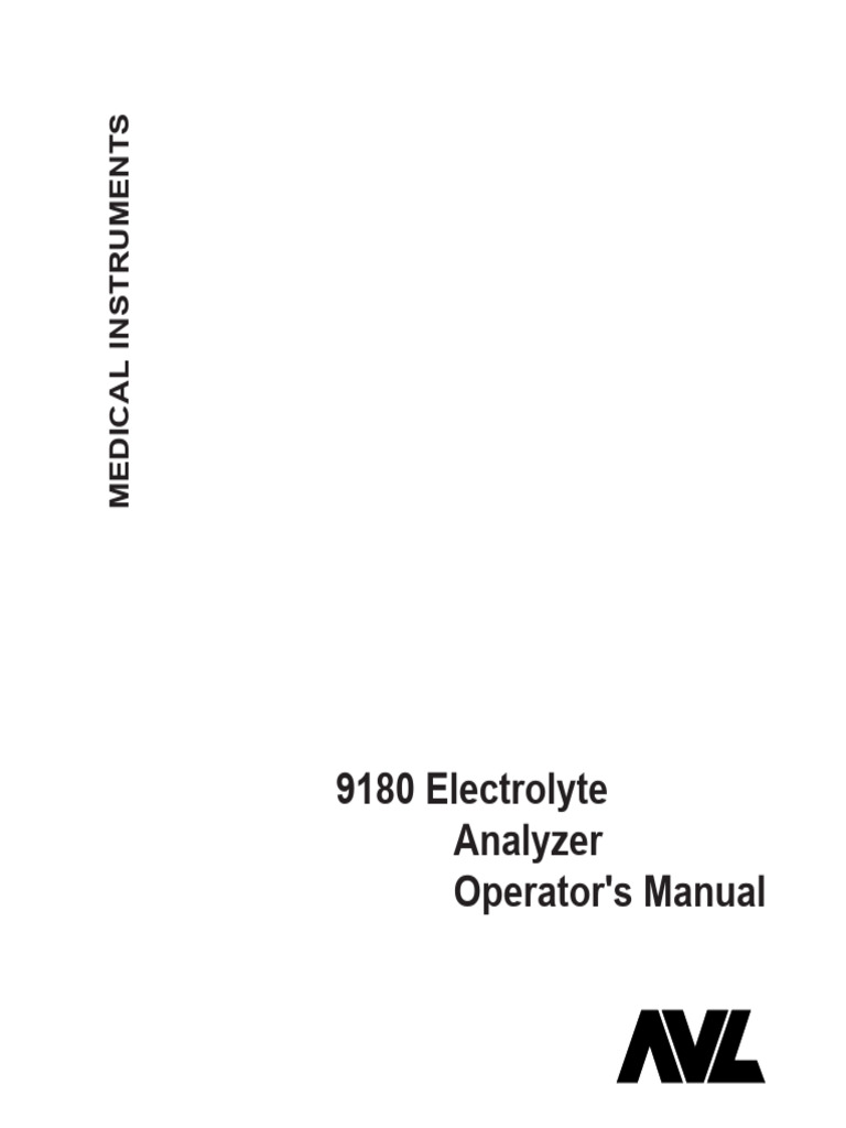 Roche 9180 Electrolyte Analyzer User Manual | PDF | Kidney | Electrolyte