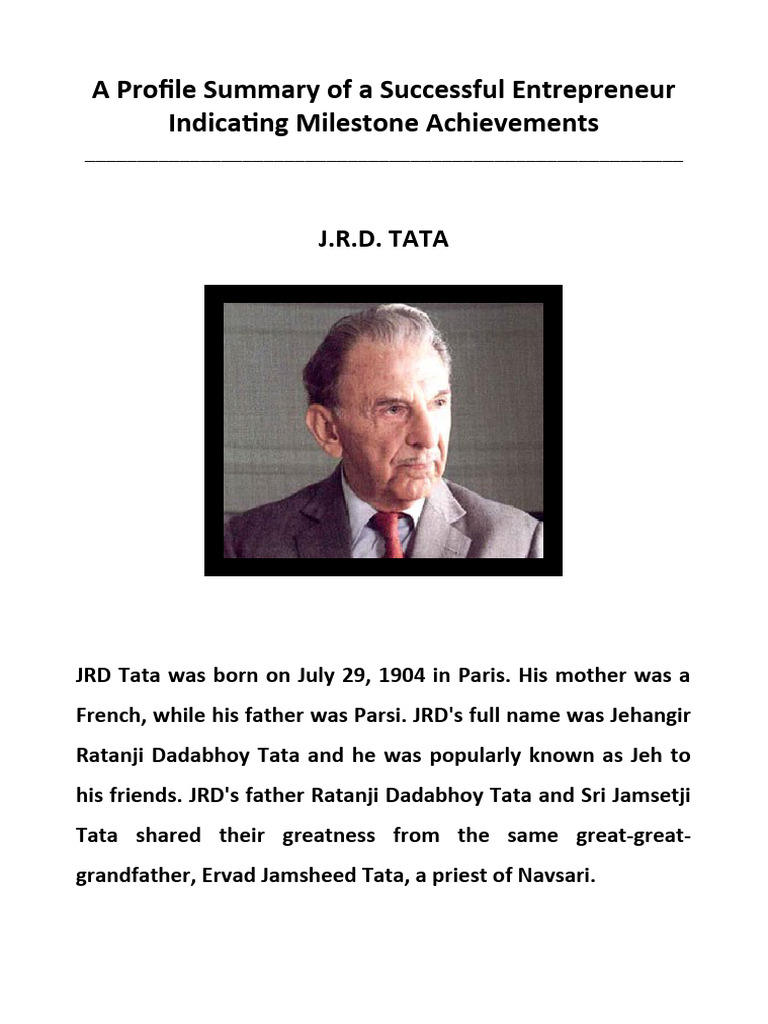 A Profile Summary of A Successful Entrepreneur Indicating Milestone ...