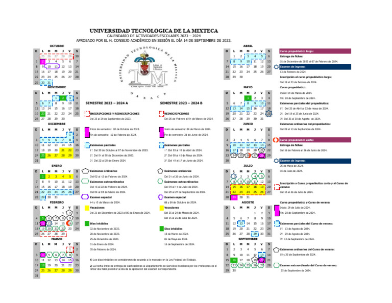 Calendario Escolar UTM 2023-2024 | PDF