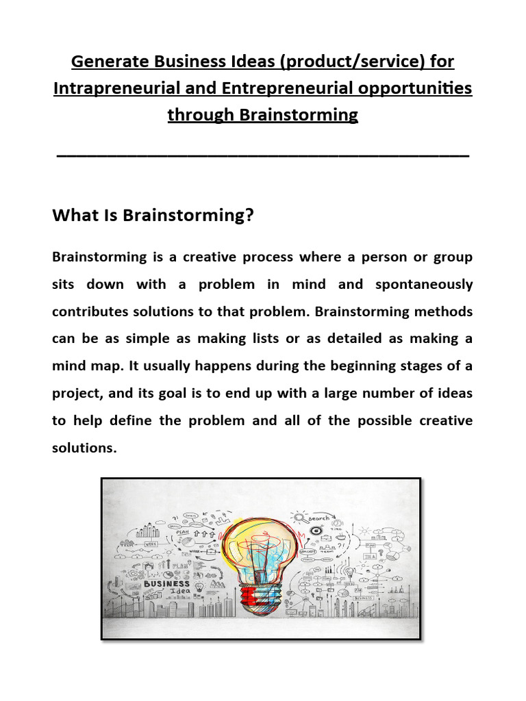 Generate Business Ideas | PDF | Brainstorming | Cognition