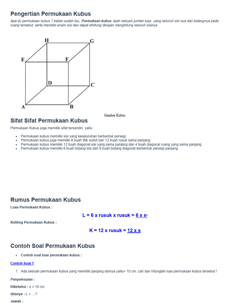 Pengertian Permukaan Kubus | PDF