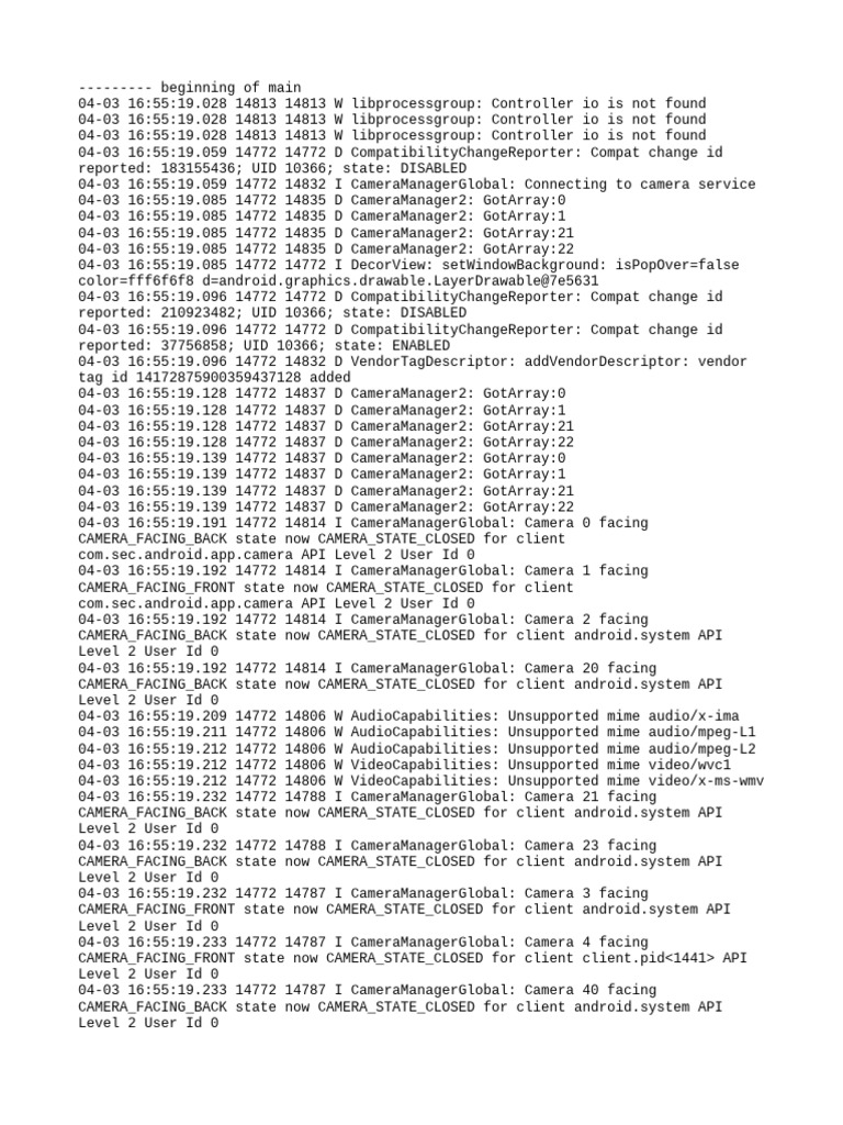 Camera Manager Log Analysis | PDF | Operating System Families | Computing
