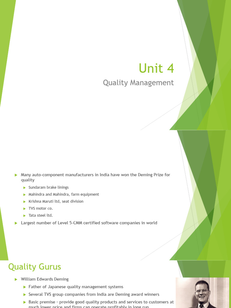 OMM-Unit 4 Sess 1 - Quality Management | PDF | Quality (Business ...
