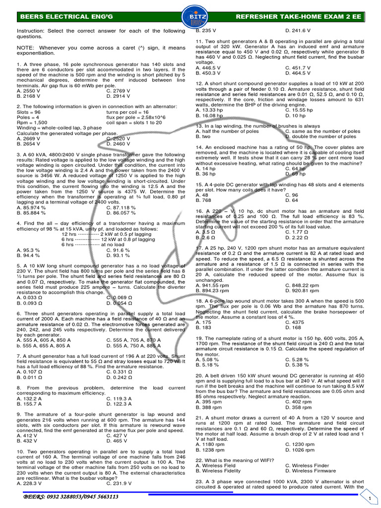 Ref 2 Ee | PDF | Electric Motor | Transformer