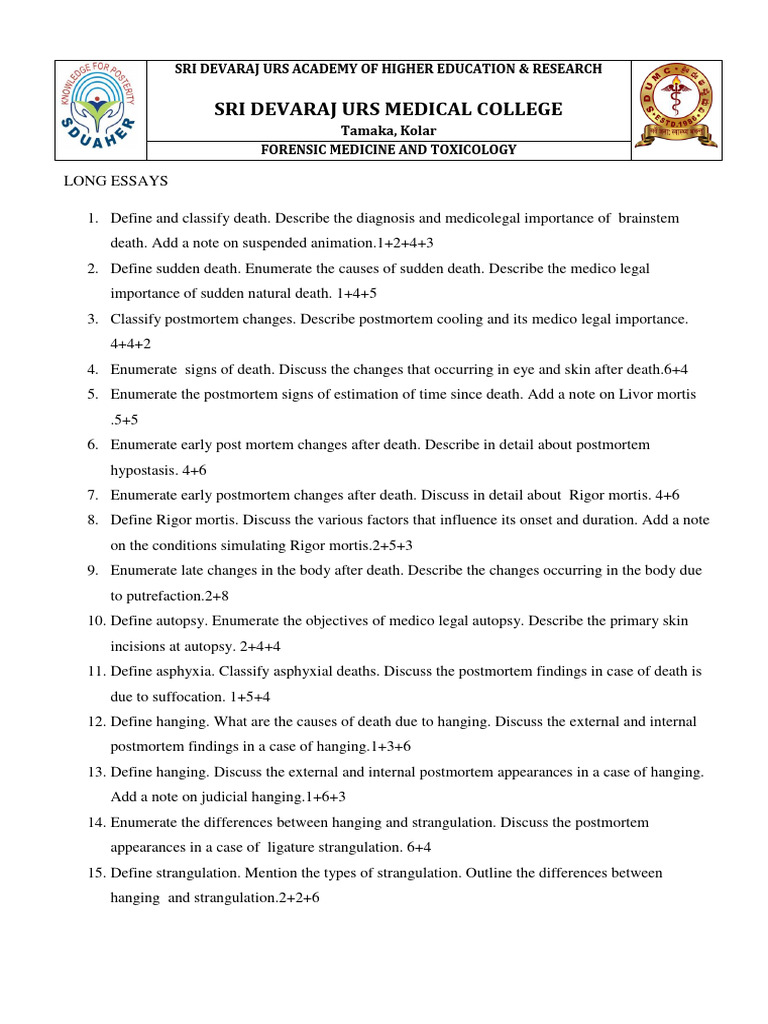 FMT Question Bank (PRINT) | PDF | Autopsy | Wound