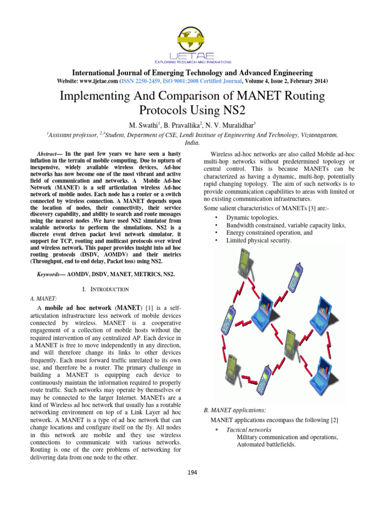 Implementing and Comparison of MANET Routing | PDF | Wireless Ad Hoc Network | Routing