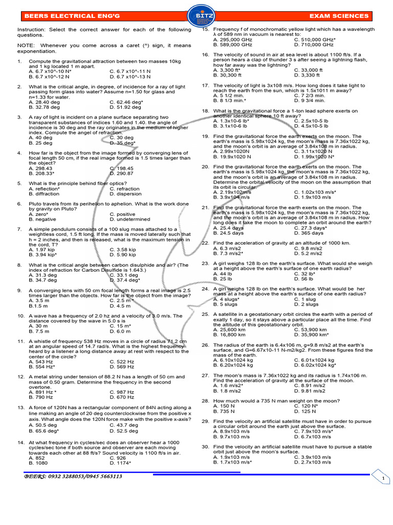 REF 1 SCIENCES EE - Answer key | PDF | Strength Of Materials | Force
