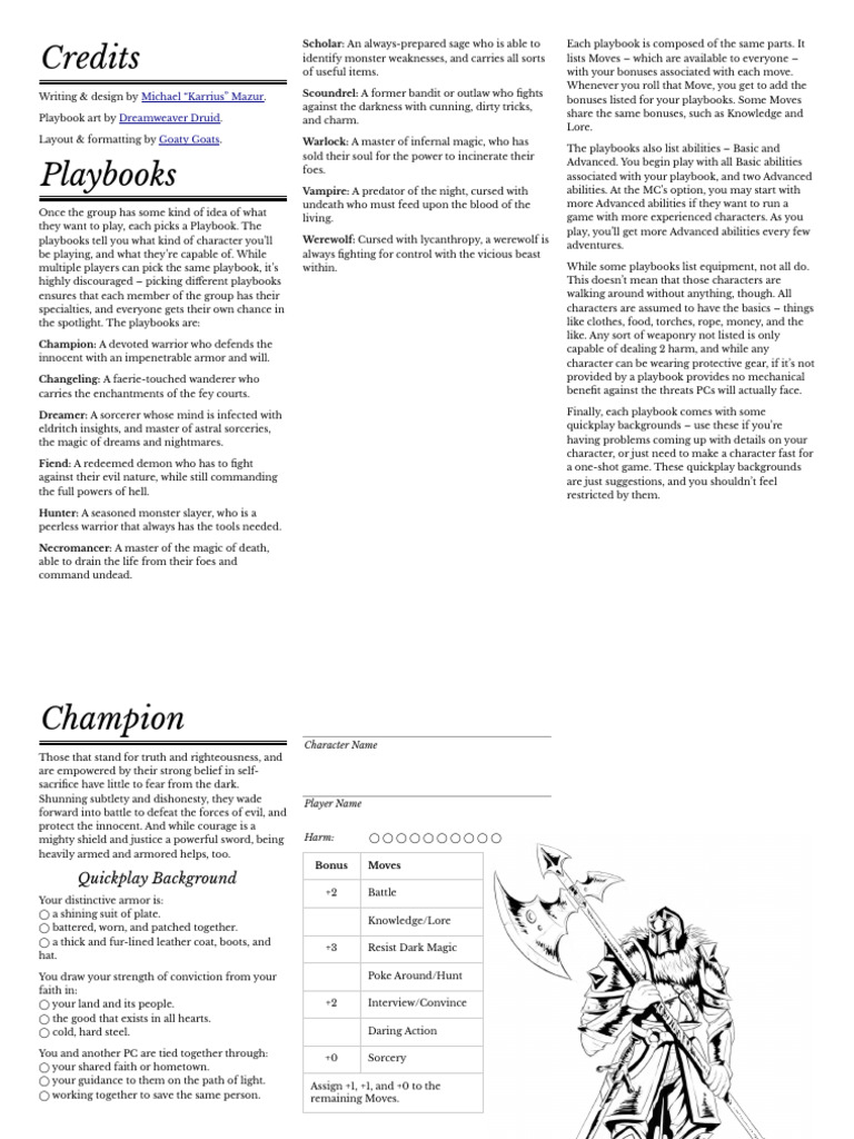 Playbook Guide for RPG Characters | PDF | Demons | Fairies