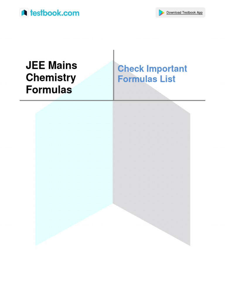 JEE Mains Chemistry Formula Sheet | PDF | Gases | Gibbs Free Energy