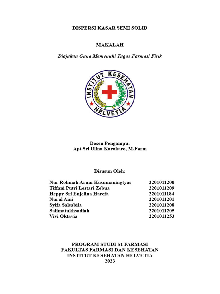 Dispersi Kasar Semi Solid | PDF | Sains & Matematika