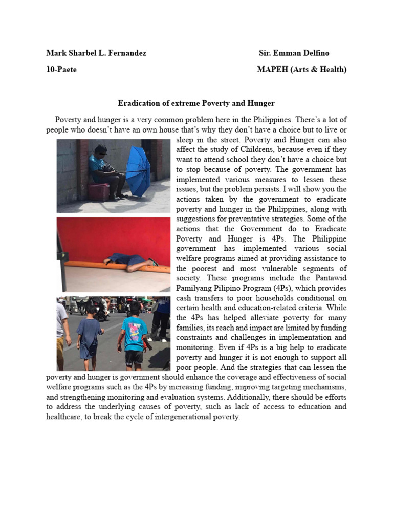 Mapeh Assignment | PDF | Poverty | Poverty & Homelessness