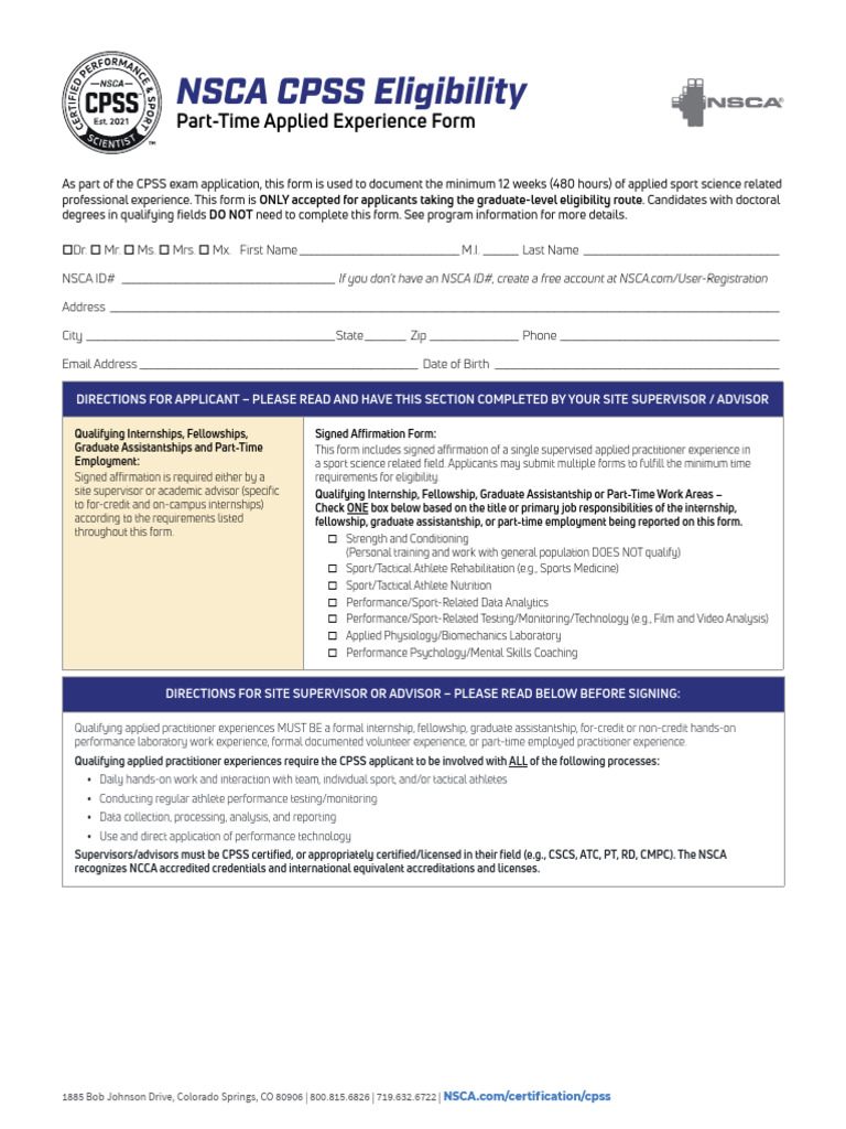 CPSS Exam Eligibility Documentation Form | PDF | Physician | Health Care
