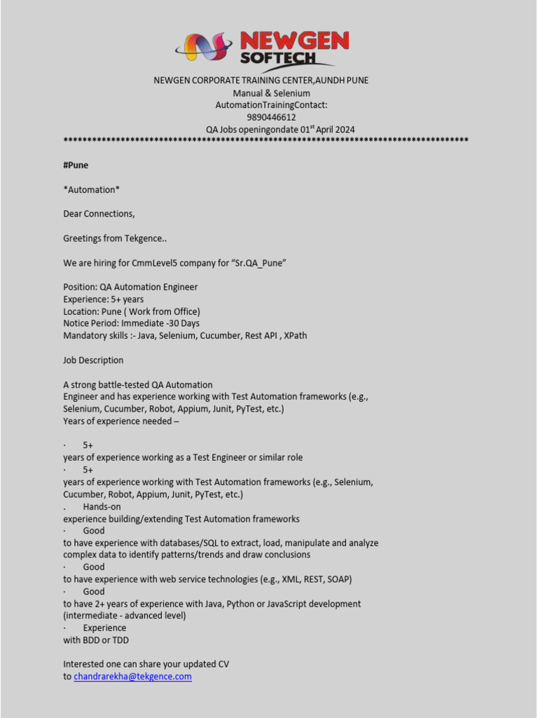 Latest QA Jobs 01 Apr 2024 | PDF | Amazon Web Services | Agile Software ...