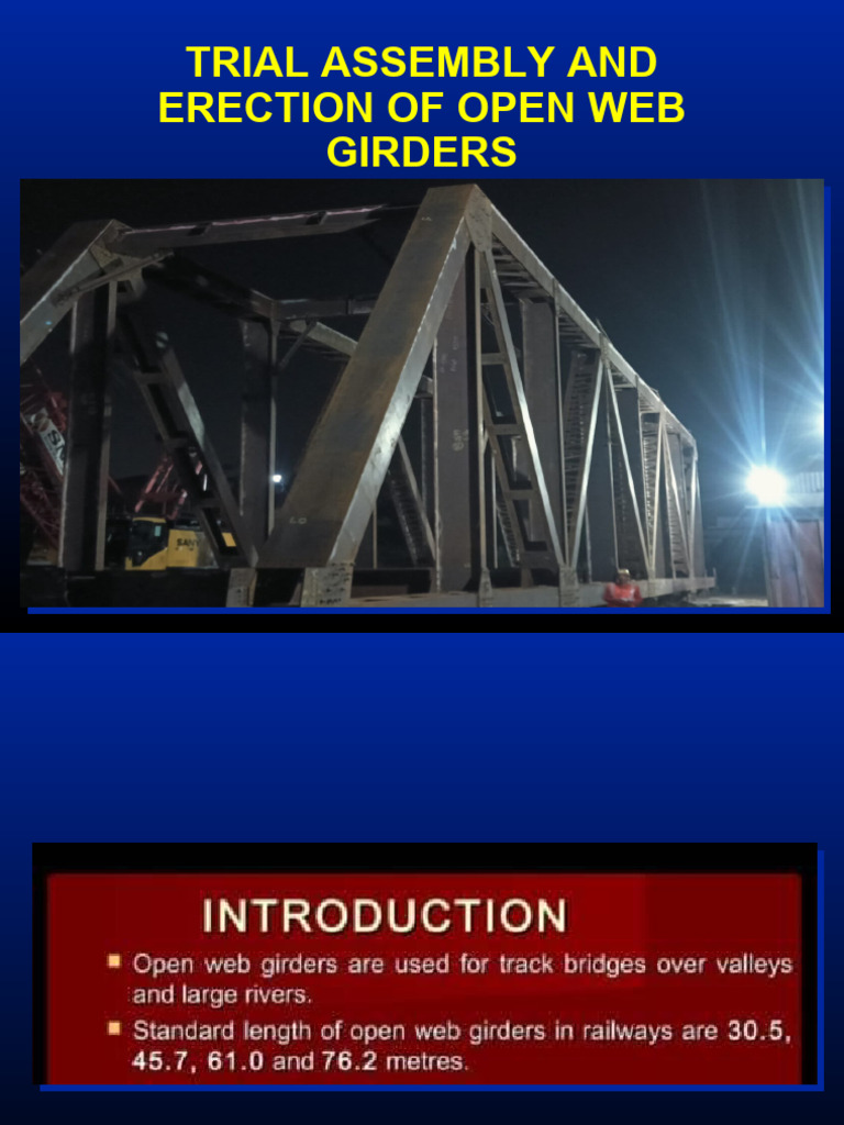 Trial Assembly and Erection of Open Web Girders | PDF | Truss