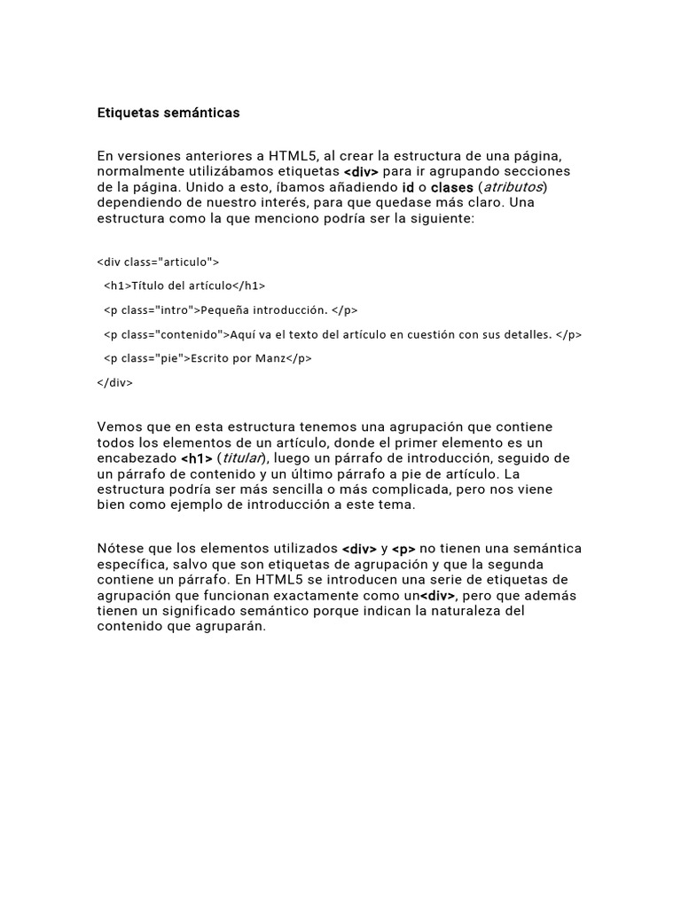 Etiquetas Semanticas | PDF | HTML | Estándares del consorcio World Wide Web Etiquetas Semanticas | PDF | HTML | Estándares del consorcio World Wide Web