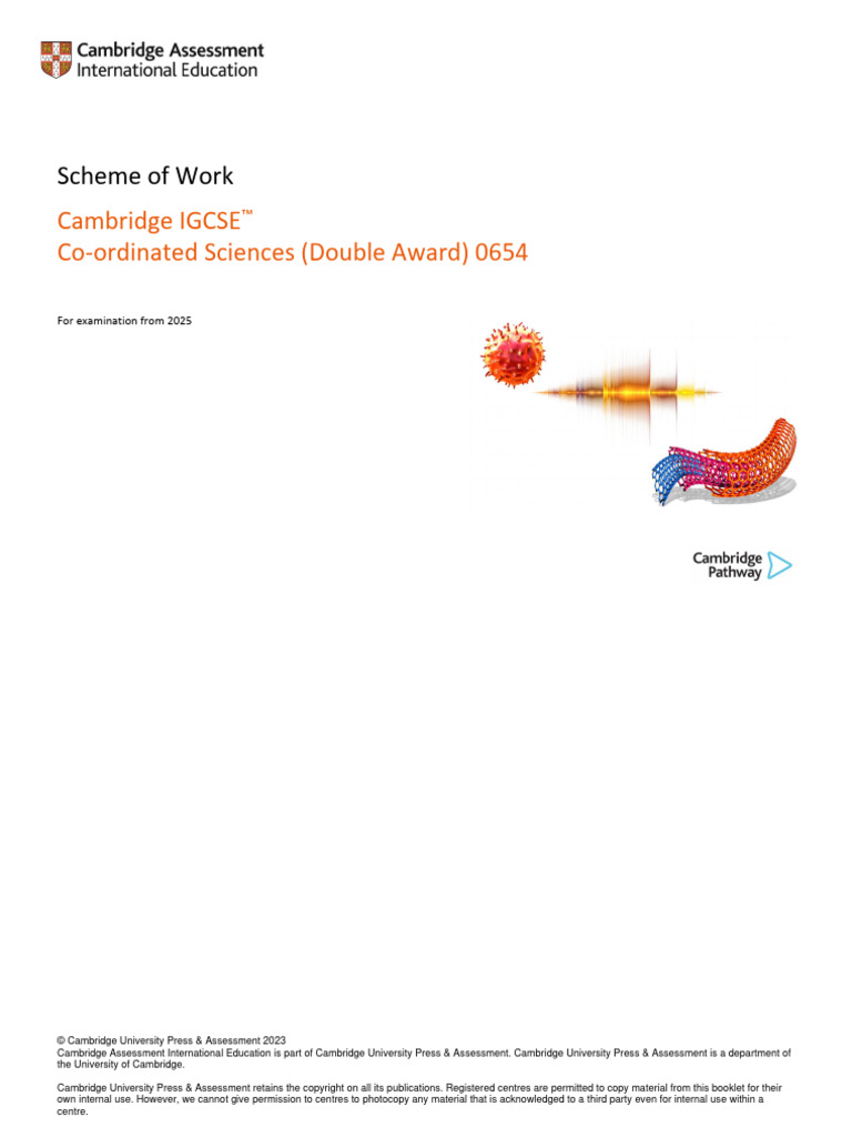 0654 Scheme of Work (For Examination From 2025) | PDF | Learning | Teachers
