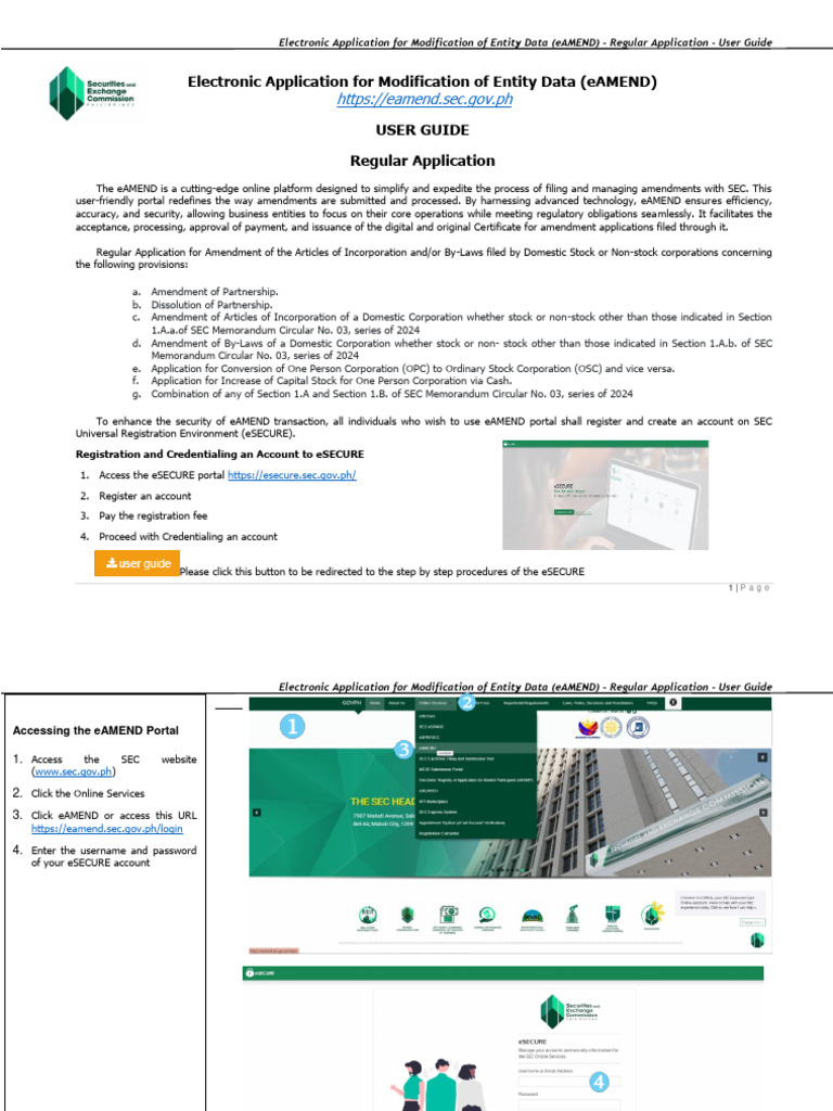 eAMEND User Guide for SEC Amendments | PDF | Corporations | U.S ...