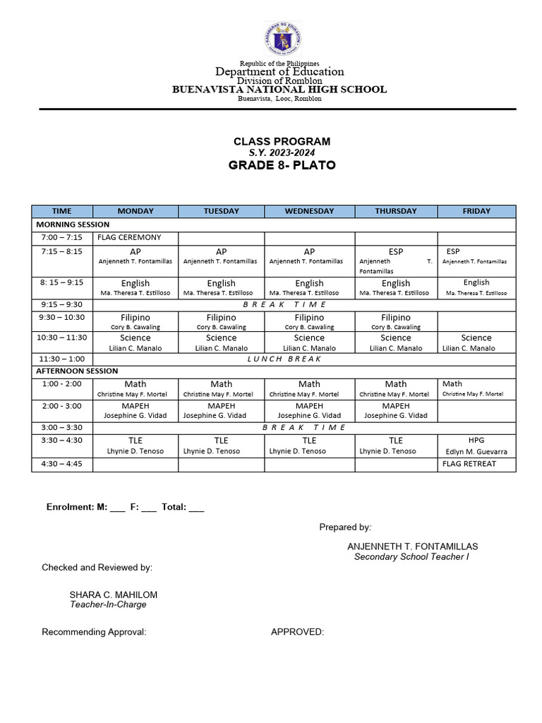 Plato Class Program Pdf Philippines
