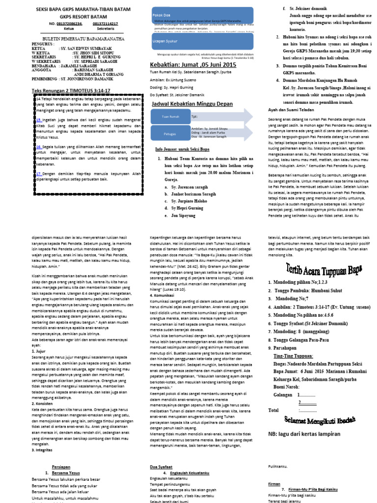 Seksi Bapa Gkps Maratha 5 Juni | PDF