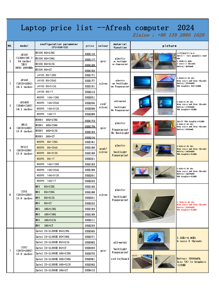 Laptop Price List-Afresh笔记本 | PDF | Personal Computers | X86 Architecture