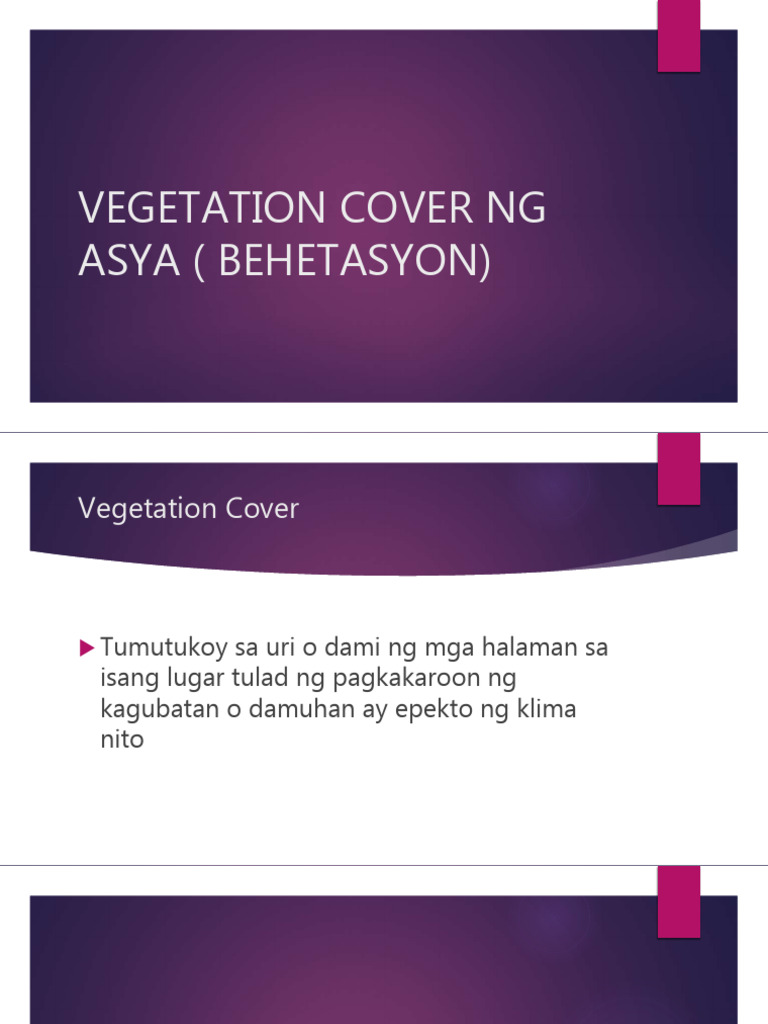 Vegetation Cover NG Asya (Behetasyon) | PDF