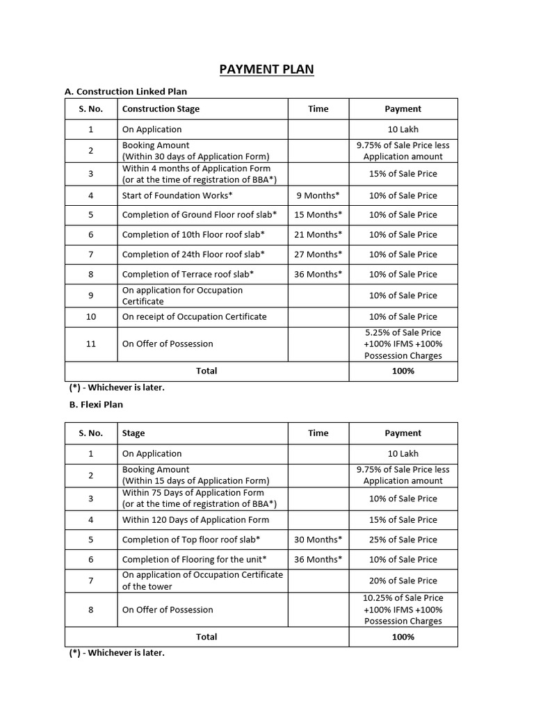 Payment Plan Pdf Payments