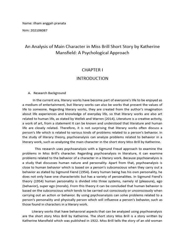 Tugas Ms Firqo Research Background Chapter 1 ENG | PDF | Psychoanalysis | Psychology