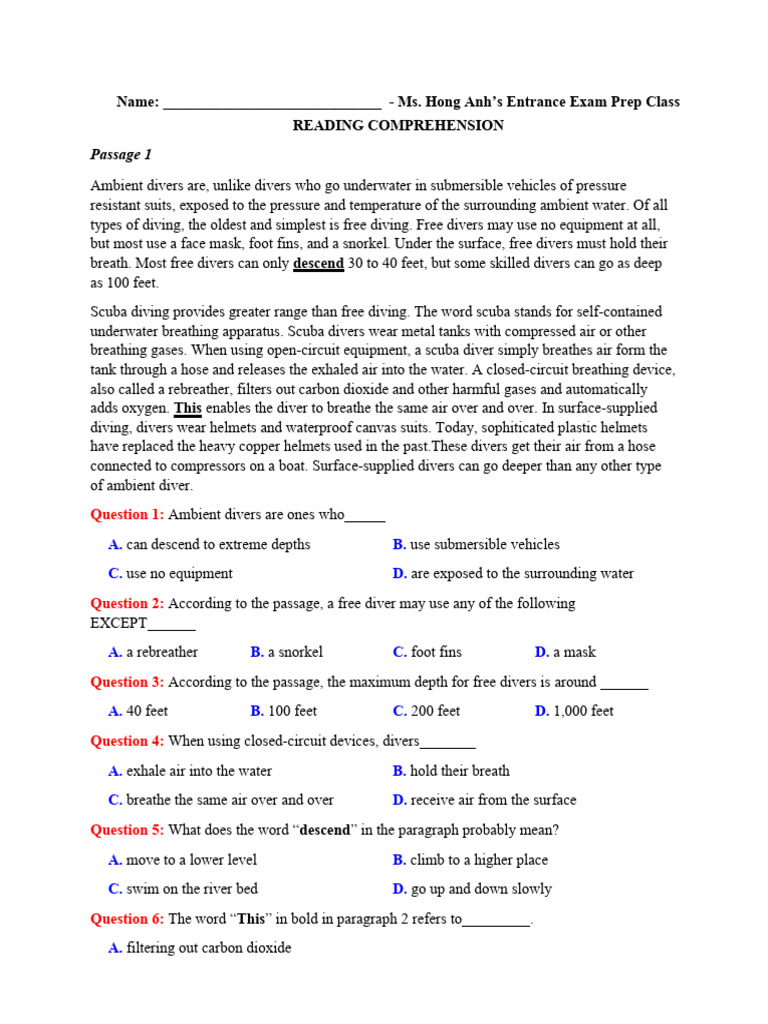 Unit 18. Reading Comprehension (15 Bài Đọc Hiểu Cô Hương Fiona - Hocmai ...