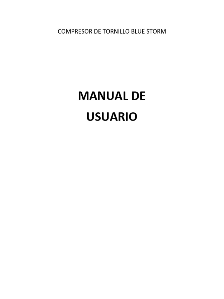 PM Compressor Operation Manual (BLUE STROM) - ESP | PDF | Ingenieria Eléctrica | Gases