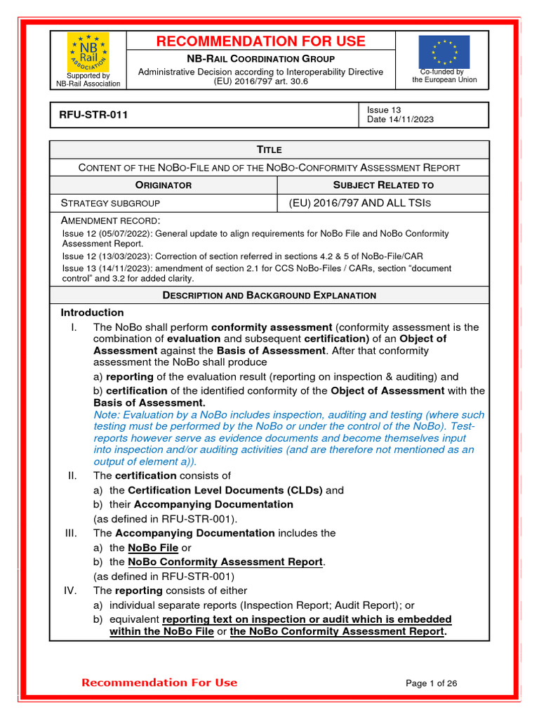 RFU-STR-011 Content of NoBo File | PDF | European Union | Interoperability