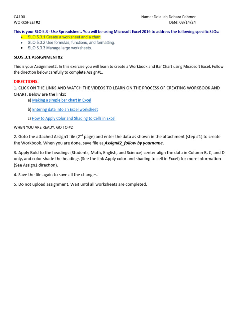 SLO 5.3.1 Assign#1 | PDF