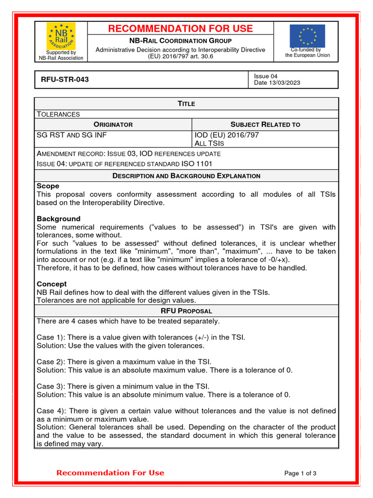 RFU-STR-043 Tolerances | PDF | Engineering Tolerance
