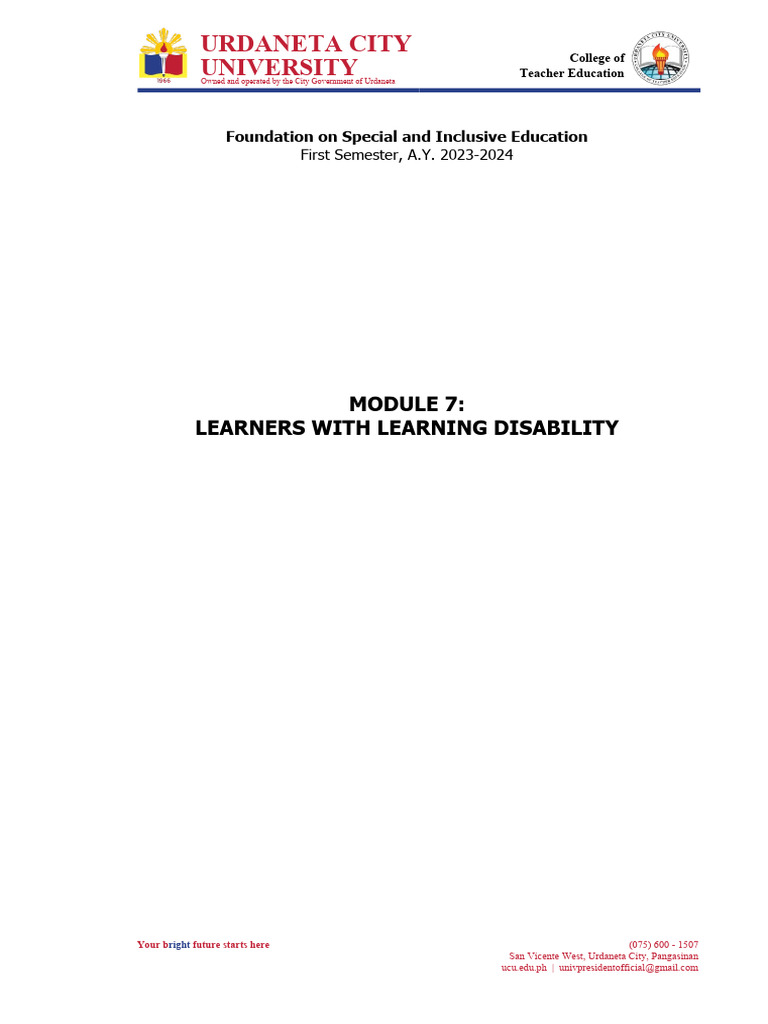 Learners With Learning Disability | PDF | Learning Disability | Learning