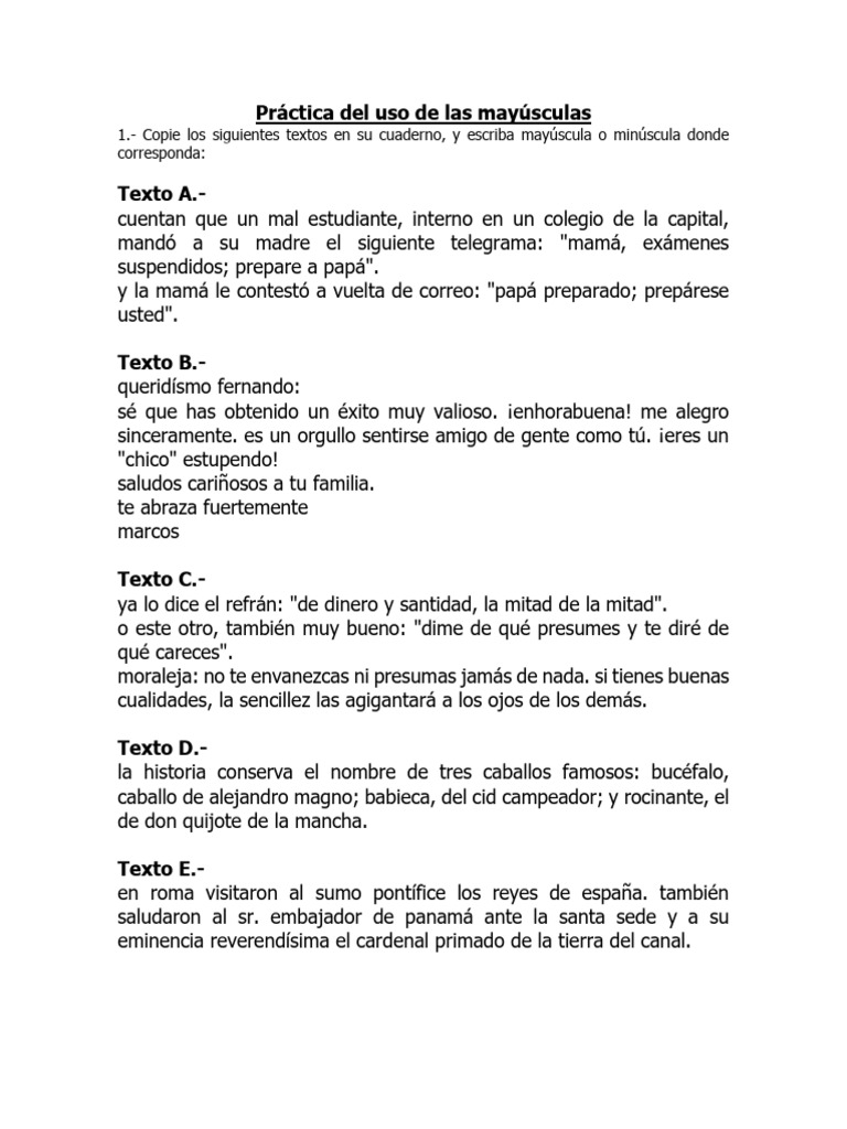 Uso correcto de mayúsculas en textos | PDF