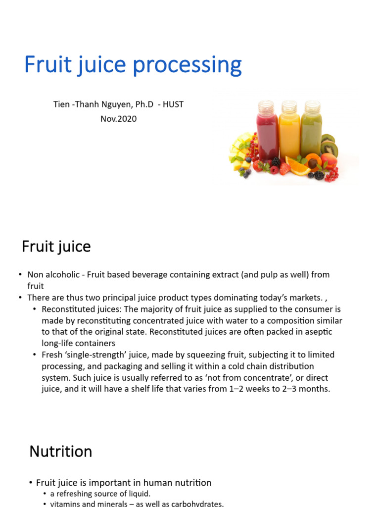 Baěi Giaňng Beverage Tech. No.6 - Juice Processing | PDF | Juice | Diet ...