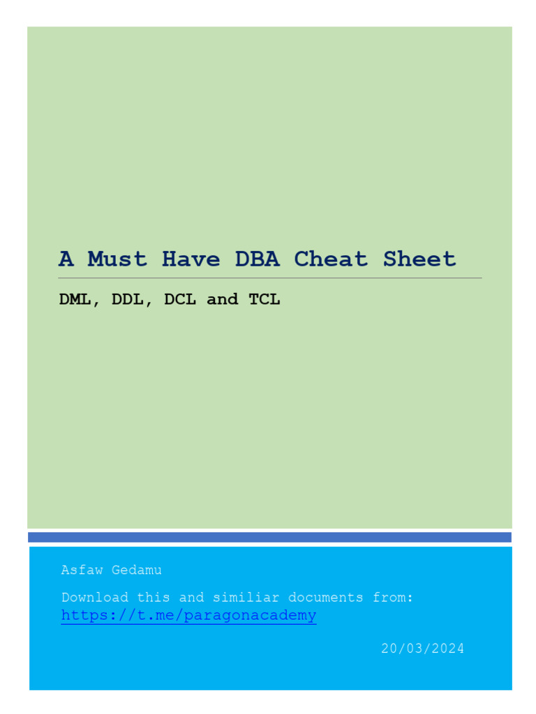 Essential DBA SQL Commands Cheat Sheet | PDF | Information Science ...