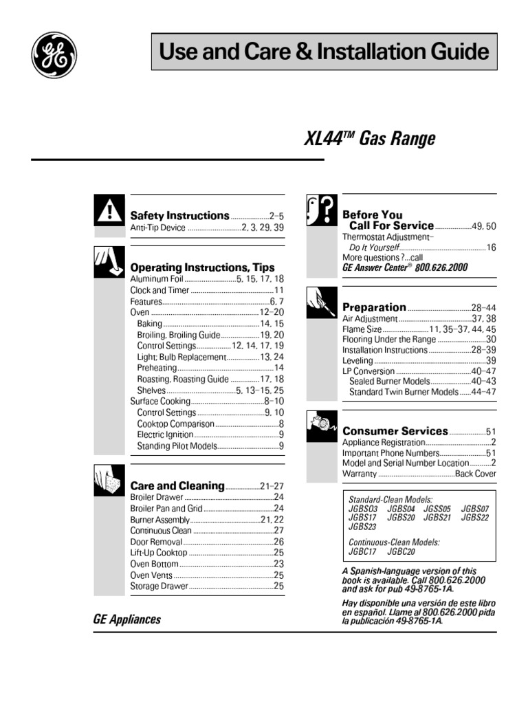 Ge xl44 | PDF | Cookware And Bakeware | Grilling
