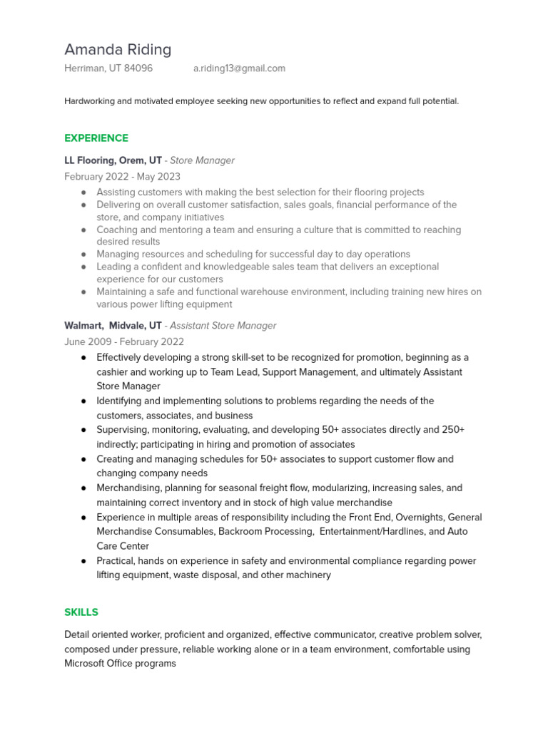 Amanda Riding's Resume 2024 | PDF | Career & Growth | Business