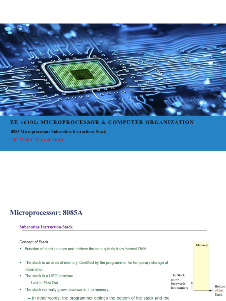 8085: Subroutine - Stack (Part 1) | PDF | Computer Science | Digital ... 8085: Subroutine - Stack (Part 1) | PDF | Computer Science | Digital ...