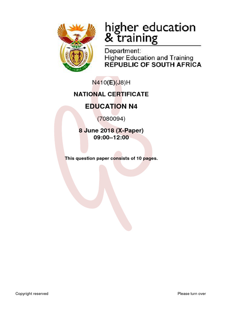 N4 Education June 2018 | Download Free PDF | Learning | Child Development