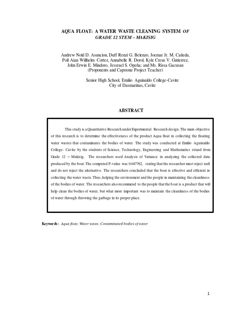 Final | PDF | Drinking Water | Analysis Of Variance