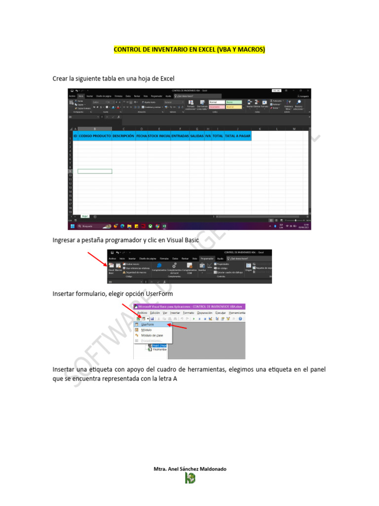 Ejercicio Control de Inventario en Vba | Descargar gratis PDF | Microsoft Excel | Visual Basic ...