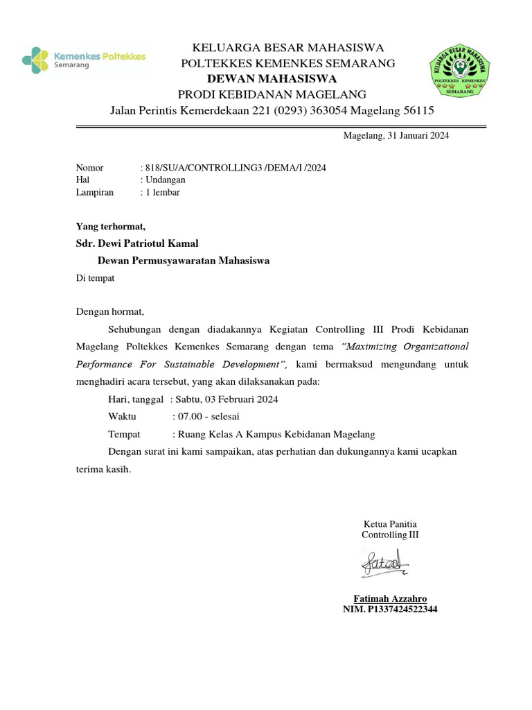 Surat Undangan DPM | PDF