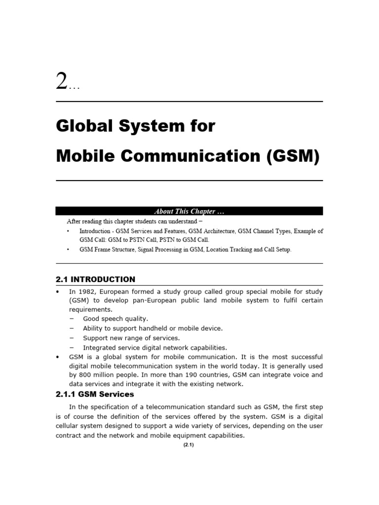Global System For Mobile Communication | PDF | Telecommunications | Information And ...